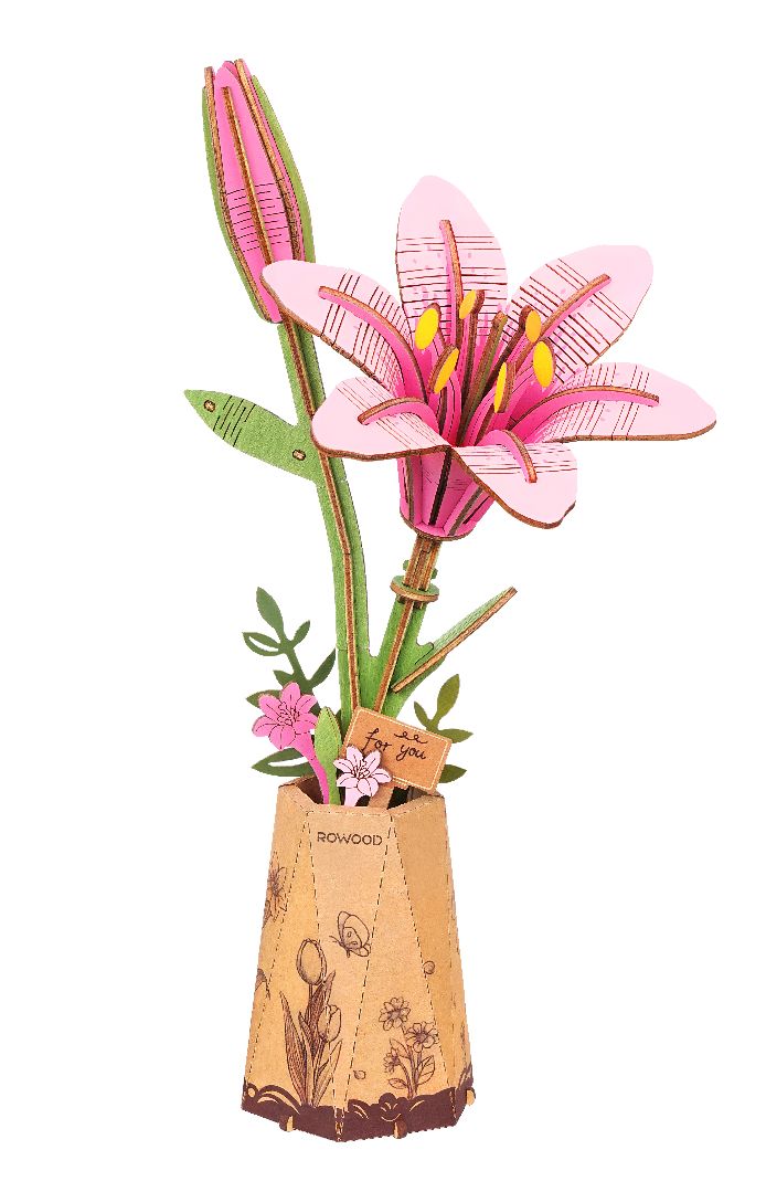 Rowood DIY Pink Lily 3D Wooden Puzzle – Chris's House